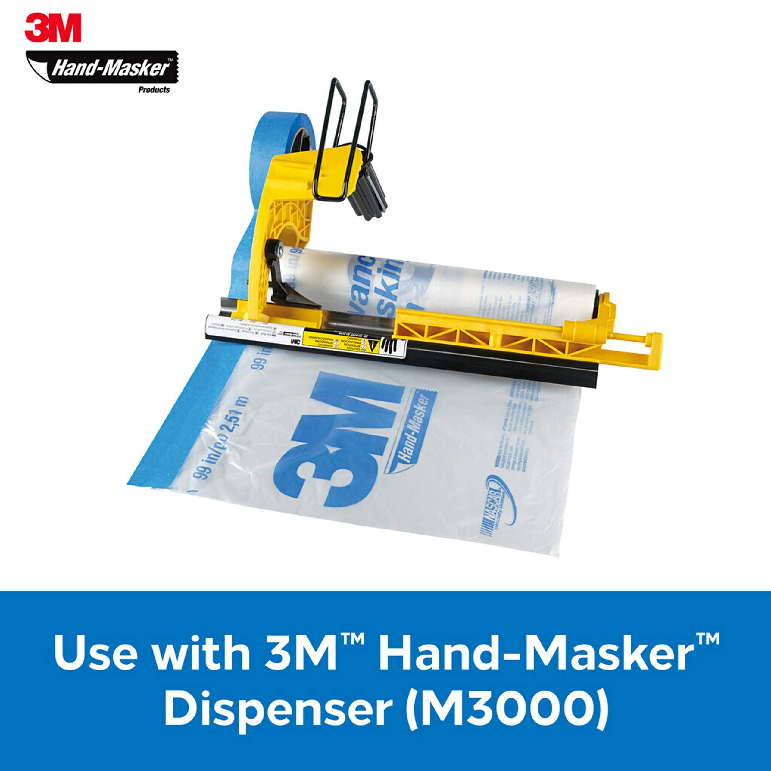 3M Hand Masker Advanced Masking Film, 8 Rolls, 72 in x 90 ft, Static Cling Keeps Film in Place, Prevents Liquids From Bleeding Through, Flake Resistant, For Indoors & Outdoors Use (AMF72-8C)