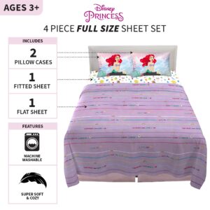 Disney Princess Kids Bedding Super Soft Microfiber Sheet Set, Full, "Official" Disney Product By Franco