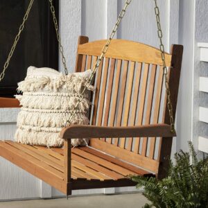 Woodlawn&Home 4’ Hardwood Swing with Chains in Honey Finish 800032