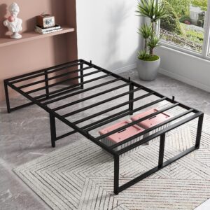 idealhouse twin metal platform bed frame with sturdy steel bed slats,mattress foundation no box spring needed large storage space easy to assemble non-shaking and non-noise black