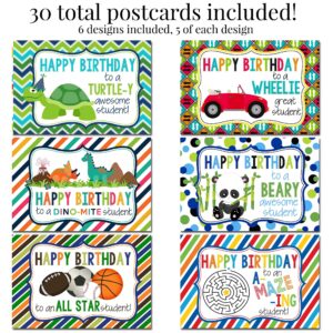 Cute & Funny Puns Themed Happy Birthday From Teacher To Student Blank Postcards, 4"x6" Fill In Notecards (6 different designs) by AmandaCreation (30)