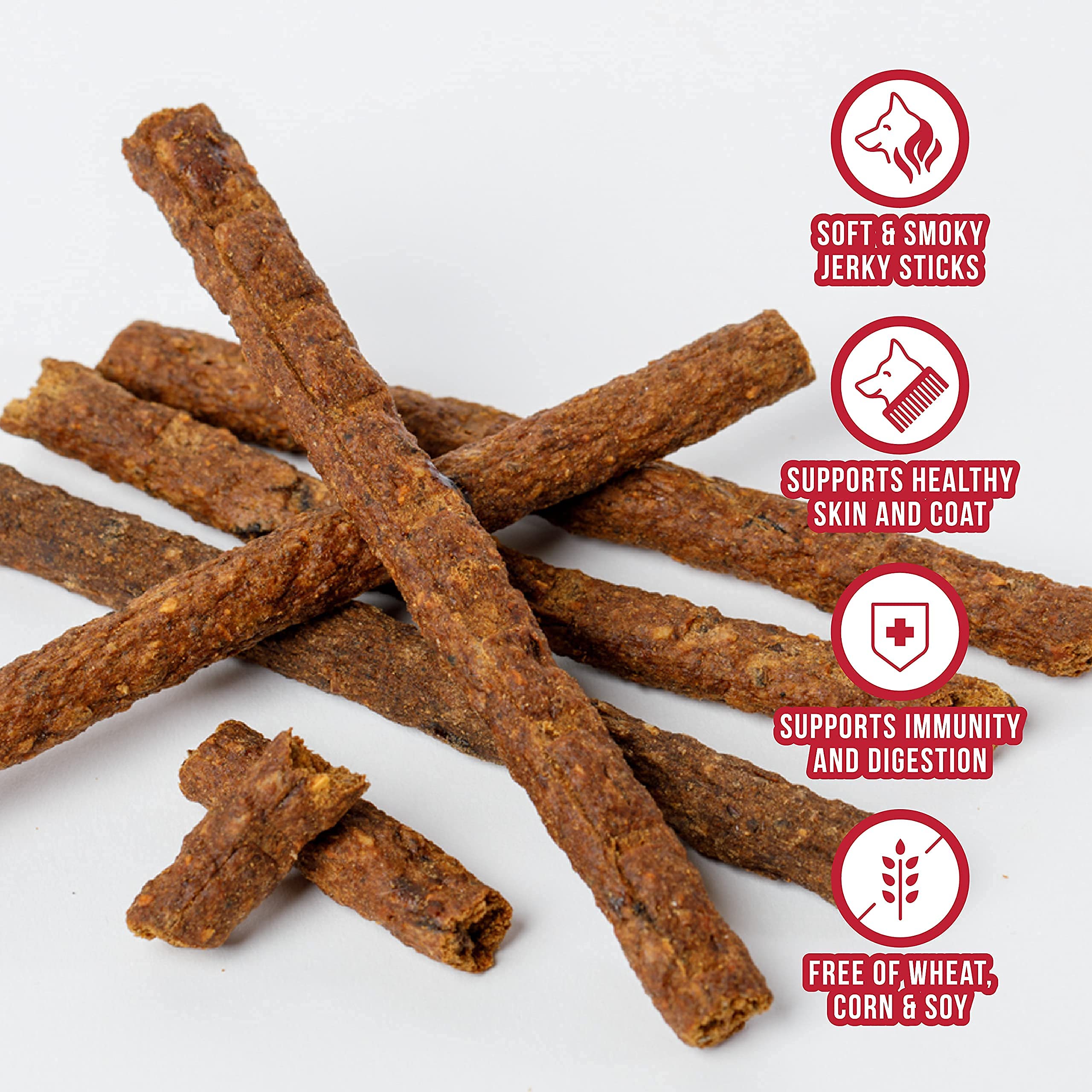 WILD NATURE Beef Jerky Dog Treats | Healthy, All-Natural Jerky Sticks Made in The USA Only | High Protein, Soft Chew Dog Jerky Treats | Grain Free Superfoods | Perfect Training Treats | 3 Pack