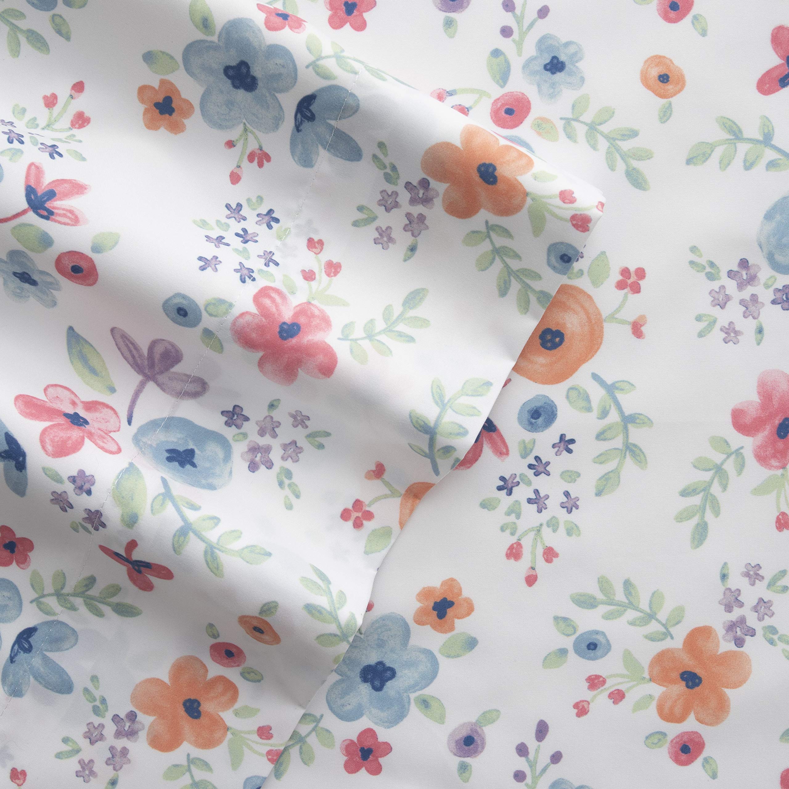 MALLARY BY MATTHEW Kids Super Soft-Soft 100% Microfiber Print Sheet, Watercolor Floral Print, Twin