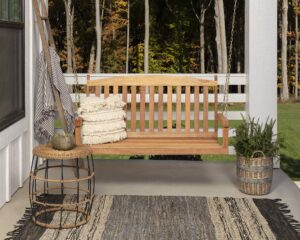 woodlawn&home 4’ hardwood swing with chains in honey finish 800032