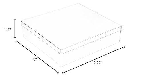 Pioneer Plastics 062C Clear Square Plastic Container, 5.25" W x 5" D x 1.375" H, Pack of 12