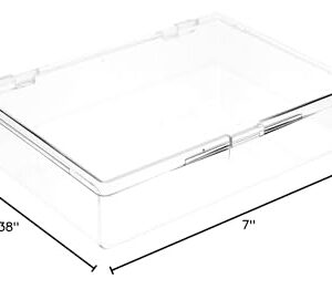 Pioneer Plastics 575C Clear Rectangular Plastic Container with Snap Closure Lid, 7" W x 5" D x 1.25" H