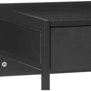 Tangkula Computer Desk with 2 Drawers, Simple Wooden Study Writing Desk with Steel Frame, 44 Inches Laptop PC Workstation, Student Desk Home Office Desk Ideal for Bedroom & Office (Black)