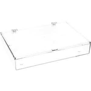 pioneer plastics 700c clear rectangular plastic container with snap closure lid, 13.125" w x 9.1875" d x 2" h, pack of 4