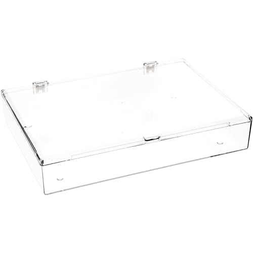 Pioneer Plastics 700C Clear Rectangular Plastic Container with Snap Closure Lid, 13.125" W x 9.1875" D x 2" H, Pack of 4