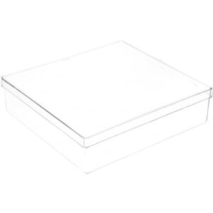 pioneer plastics 062c clear square plastic container, 5.25" w x 5" d x 1.375" h, pack of 12