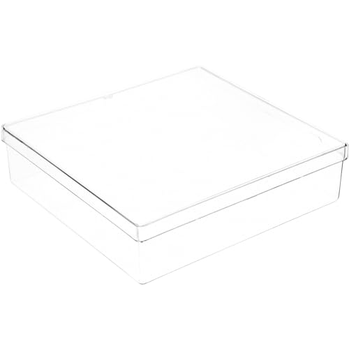 Pioneer Plastics 062C Clear Square Plastic Container, 5.25" W x 5" D x 1.375" H, Pack of 12