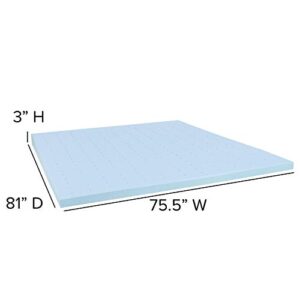 Flash Furniture Capri Comfortable Sleep 3 inch Cool Gel Mattress Topper, CertiPUR-US Certified Memory Foam, King