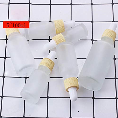 6 Pcs,15ml/0.5 Oz Frosted Glass Dropper Bottle for Essential Oils,Empty Glass Liquid Bottles Holder With Glass Eye Dropper,Wood Grain Lid Travel Perfume Cosmetic Container-Pipette&Funnel Included