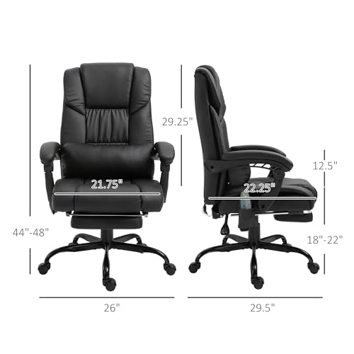 Vinsetto High Back Vibration Massage Office Chair with 6 Points, Hight Adjustable Computer Desk Chair, Reclining Office Chair with Retractable Footrest and Remote, Black