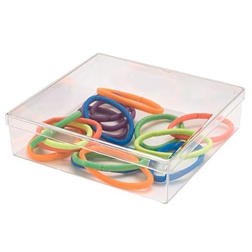 Pioneer Plastics 062C Clear Square Plastic Container, 5.25" W x 5" D x 1.375" H, Pack of 12