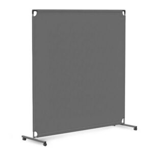 steel-aid 60-inch rolling privacy room divider - freestanding office wall partition with non see-through blackout screen - sturdy & durable iron frame - rolling wheels - black, white, gray & blue