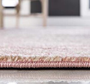 Rugs.com Dover Collection Rug – 5 Ft Round Pink Low-Pile Rug Perfect for Kitchens, Dining Rooms