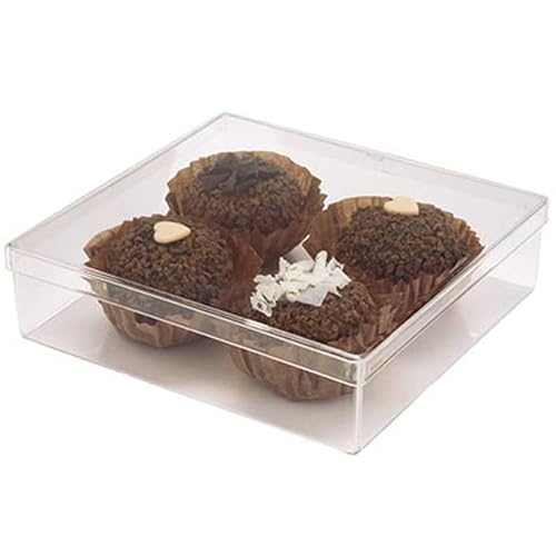 Pioneer Plastics 062C Clear Square Plastic Container, 5.25" W x 5" D x 1.375" H, Pack of 12