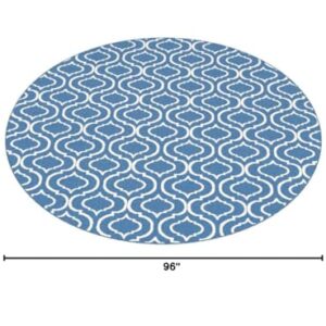 Nourison Jubilant Trellis Blue 8' x Round Area -Rug, Easy -Cleaning, Non Shedding, Bed Room, Living Room, Dining Room, Kitchen (8 Round)