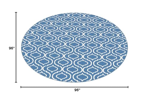 Nourison Jubilant Trellis Blue 8' x Round Area -Rug, Easy -Cleaning, Non Shedding, Bed Room, Living Room, Dining Room, Kitchen (8 Round)