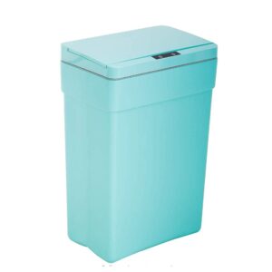 automatic trash can with lid garbage can touch free waste bin 13 gallon sensor garbage bin touchless trash cans for kitchen home office bathroom, blue