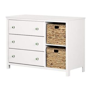 south shore balka 3-drawer dresser with baskets pure white, bohemian harmony