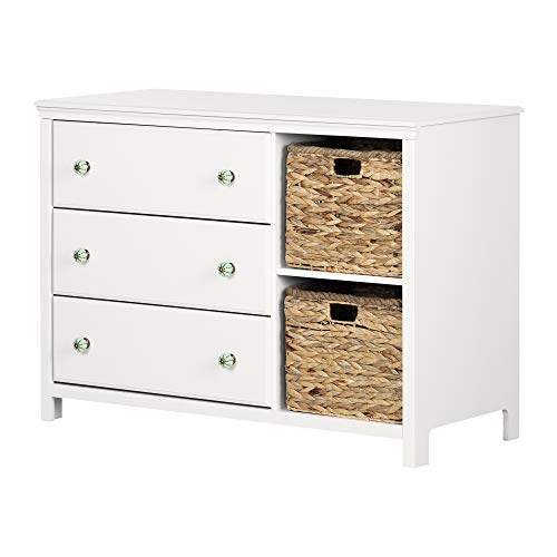 South Shore Balka 3-Drawer Dresser with Baskets Pure White, Bohemian Harmony