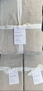 pottery barn belgian flax linen waffle duvet cover king/california king & two king shams ~flax