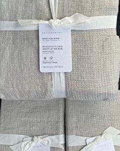 Pottery Barn Belgian Flax Linen Waffle Duvet Cover King/California King & Two King Shams ~Flax