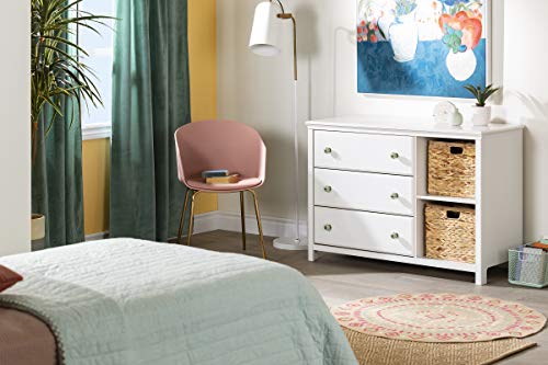 South Shore Balka 3-Drawer Dresser with Baskets Pure White, Bohemian Harmony