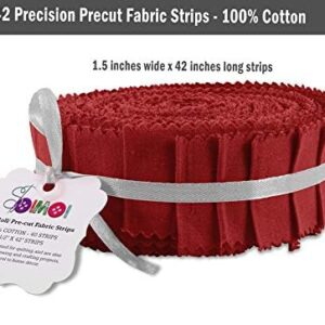 Soimoi 40Pcs Solid Red Cotton Precut Fabrics for Quilting Craft Strips 1.5 Inches Jelly Roll