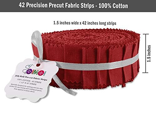 Soimoi 40Pcs Solid Red Cotton Precut Fabrics for Quilting Craft Strips 1.5 Inches Jelly Roll