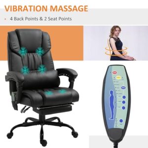 Vinsetto High Back Vibration Massage Office Chair with 6 Points, Hight Adjustable Computer Desk Chair, Reclining Office Chair with Retractable Footrest and Remote, Black