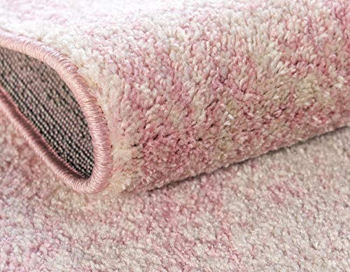 Rugs.com Dover Collection Rug – 5 Ft Round Pink Low-Pile Rug Perfect for Kitchens, Dining Rooms