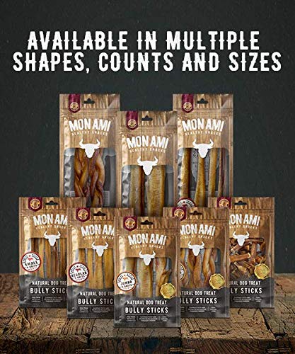 Mon Ami Small Bully Sticks for Large and Small Dogs (5-6 inches, Pack of 24) - Grass Fed Dog Treats - Bully Sticks Natural Dog Treat