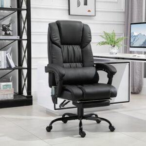 Vinsetto High Back Vibration Massage Office Chair with 6 Points, Hight Adjustable Computer Desk Chair, Reclining Office Chair with Retractable Footrest and Remote, Black