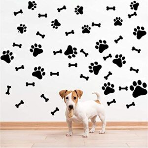 sitake 76 pcs dog decor stickers, 40 pcs dog paw print stickers and 36 pcs dog bones stickers, dog decorations wall floor windows decal stickers for room, teen girl’s and boy’s room