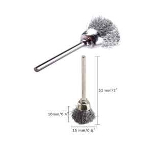 15 Pcs Luo ke Coarse Crimped Stainless Steel Wire Brush Set for Dremel Rotary Tool with 1/8" Mandrel (Bowl-Shape Brush)