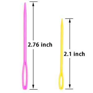 Hekisn Large-Eye Plastic Sewing Needles, Colorful Safety Lacing Needles, 2 Different Sizes Yarn Sewing Needle, Learning Needles for DIY Sewing Handmade Crafts，2.76 &2.1 inch (16 Pieces)