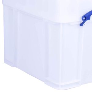 Really Useful Box 35 Liter Plastic Stackable Storage Container with XL Snap Lid & Built-In Clip Lock Handles for Home or Office Organization, White