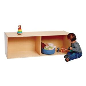 Infant Toddler Single Divided Storage Shelving, Birch Ply Construction, Fully Assembled, Toy and Book Storage Organizer