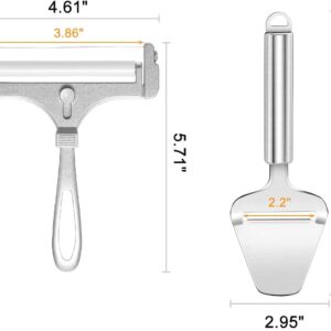 Linwnil 4PCS Cheese Slicer Set Stainless Steel Wire Cheese Slicer Thickness Adjustable Cheese Cutter for Cutting Soft, Semi-Hard, Hard Cheeses