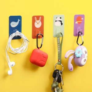 MOVALUE Kids Wall Hooks - Adhesive Wall Hanging Hooks for Kids - Cute Wall Animal Hooks - Towel Hook Child - Childrens Hangers for Bedroom, Bathroom or Nursery, 8 Pack