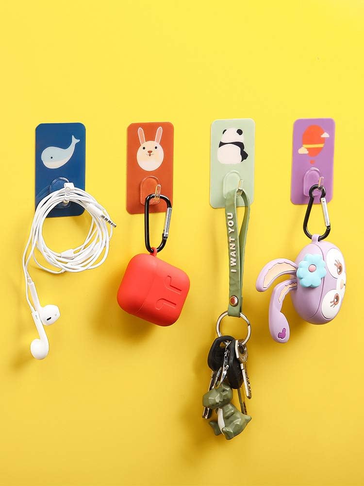 MOVALUE Kids Wall Hooks - Adhesive Wall Hanging Hooks for Kids - Cute Wall Animal Hooks - Towel Hook Child - Childrens Hangers for Bedroom, Bathroom or Nursery, 8 Pack