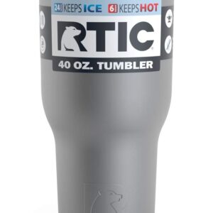 RTIC Double Wall Vacuum Insulated Tumbler, 40 oz, Graphite (40oz, Graphite)