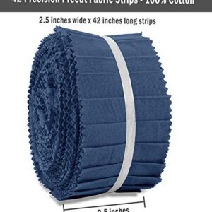 Soimoi 40Pcs Solid Blue Cotton Precut Fabrics for Quilting Craft Strips 2.5 Inches Jelly Roll