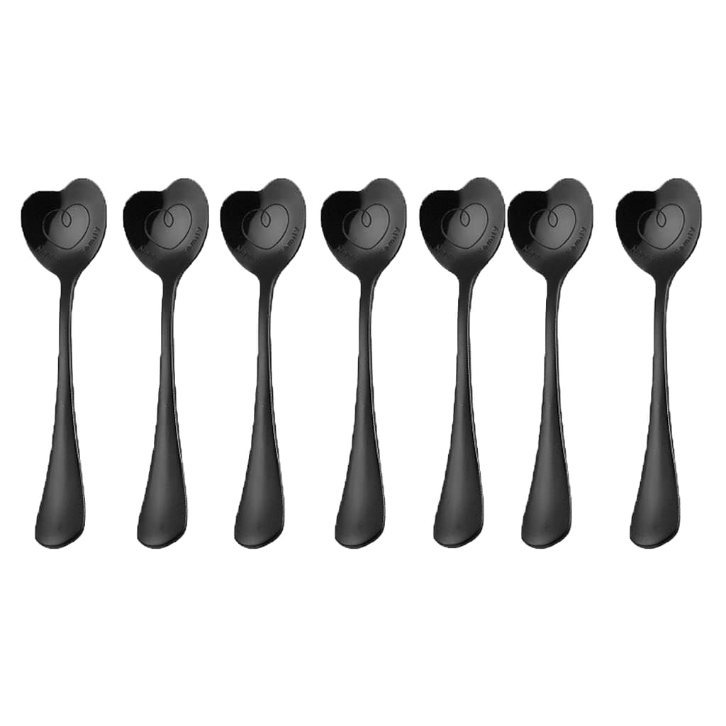 Stainless Steel Spoon Set 7 Pack, Heart Shaped Spoons, Coffee spoon，Dessert Spoon, Ice Cream Spoons, tea spoons，Love spoon, Cute holiday gift (Rose gold, 7)