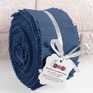 Soimoi 40Pcs Solid Blue Cotton Precut Fabrics for Quilting Craft Strips 2.5 Inches Jelly Roll