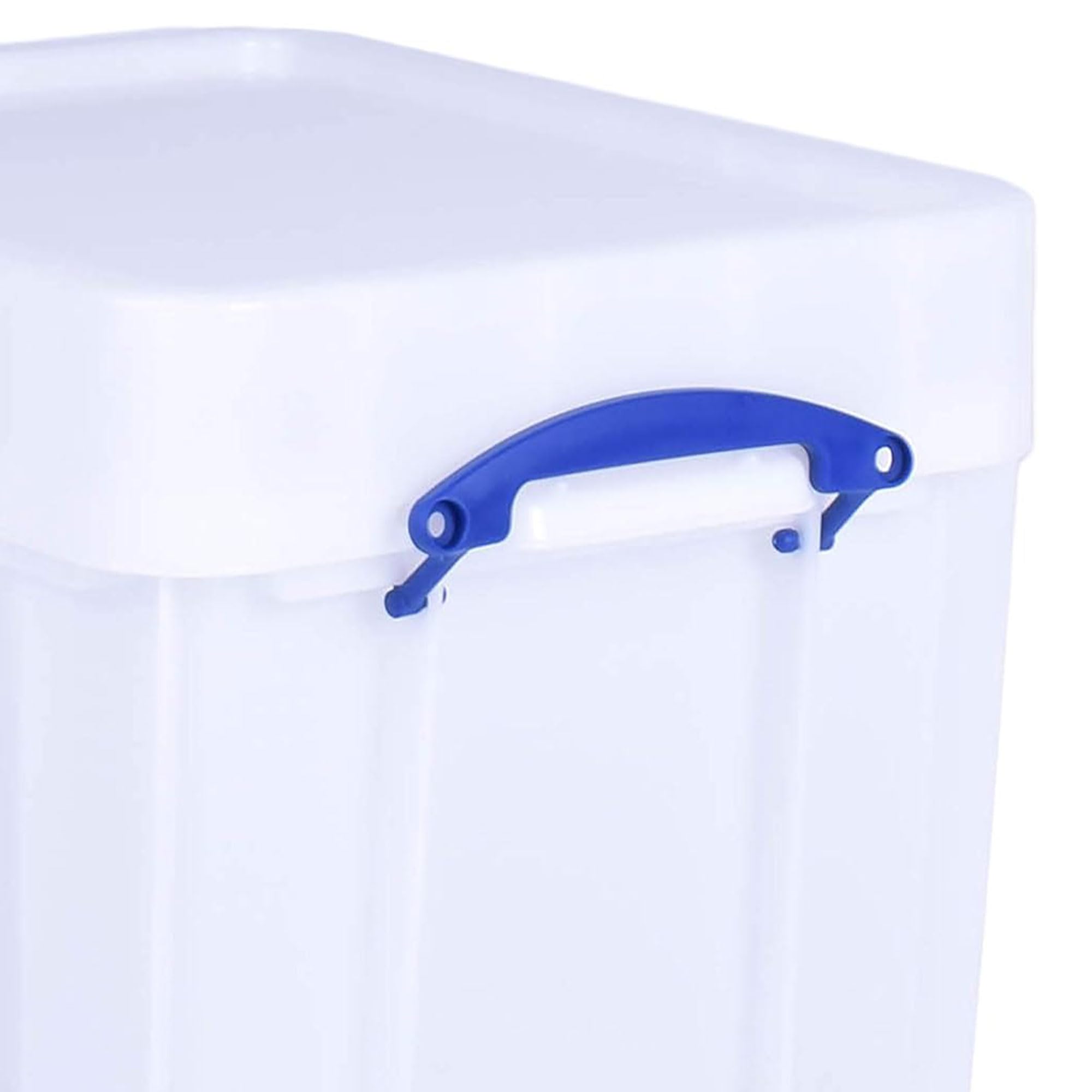 Really Useful Box 35 Liter Plastic Stackable Storage Container with XL Snap Lid & Built-In Clip Lock Handles for Home or Office Organization, White