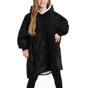 onlyway oversized blanket hoodie, fluffy sherpa fuzzy fleece comfy giant hooded sweatshirt for children teens, milk